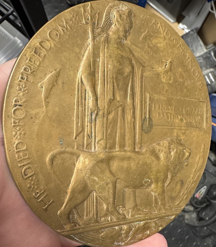 WW1 Death Penny Plaque - ERNEST EDWARD BARTHOLOMEW | eBay UK