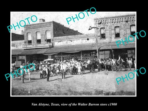 OLD POSTCARD SIZE PHOTO OF VAN ALSTYNE TEXAS THE WALTER BARRON STORE ...