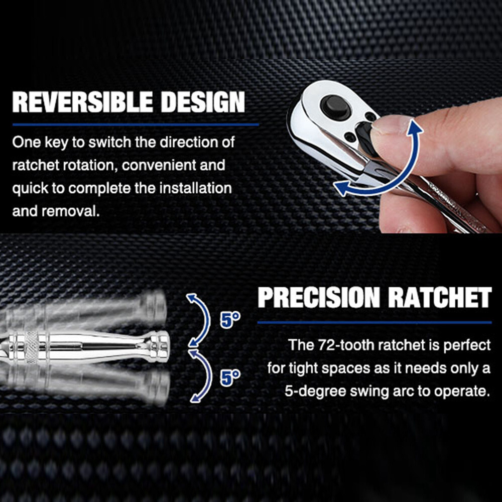 WORKPRO 1/4" Drive Ratchet Handle Quick-Release Reversible Ratchet Sets ...