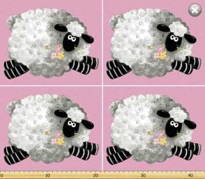 Susybee LAL Sheep Fat Quarter Panel Pink Quilt Fabric ~ 35" x 44" ~ # ...