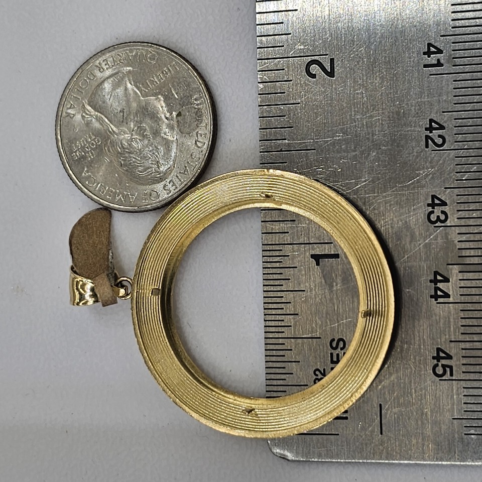 solid 14k gold 20 pesos Coin Frame pendant Mexican bezel | eBay