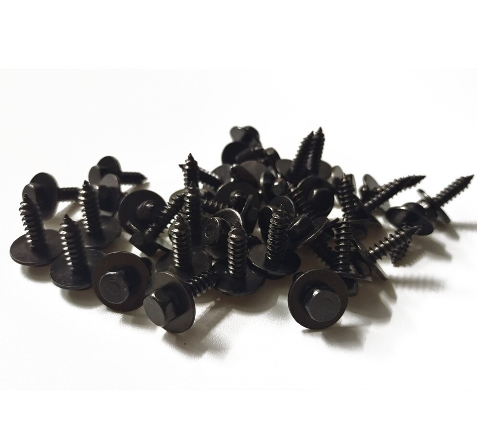 100x Black Screws 7.8mm Hex Bolts For Automotive Trim Body Panels ...