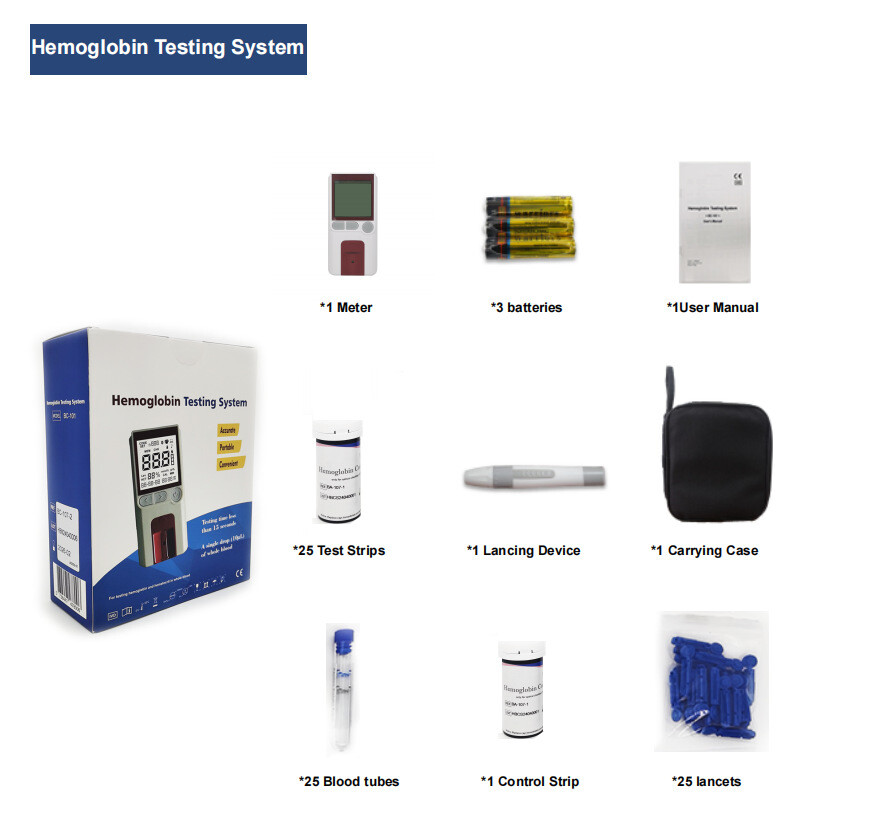 Hemoglobin Merter Hemoglobin Test Meter Kit Anemia Monitor Analyzer 25 ...