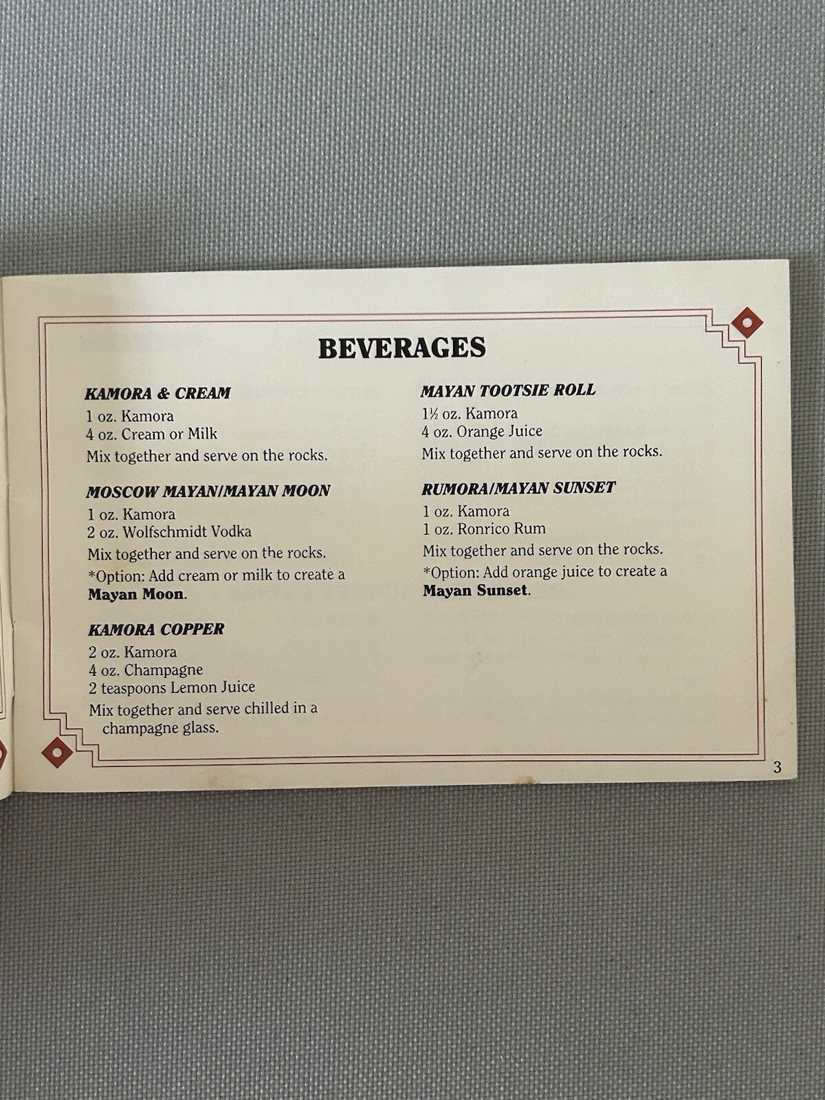 Vintage Kamora Imported Coffee Liqueur Drink Recipe Booklet Jim Beam Co ...