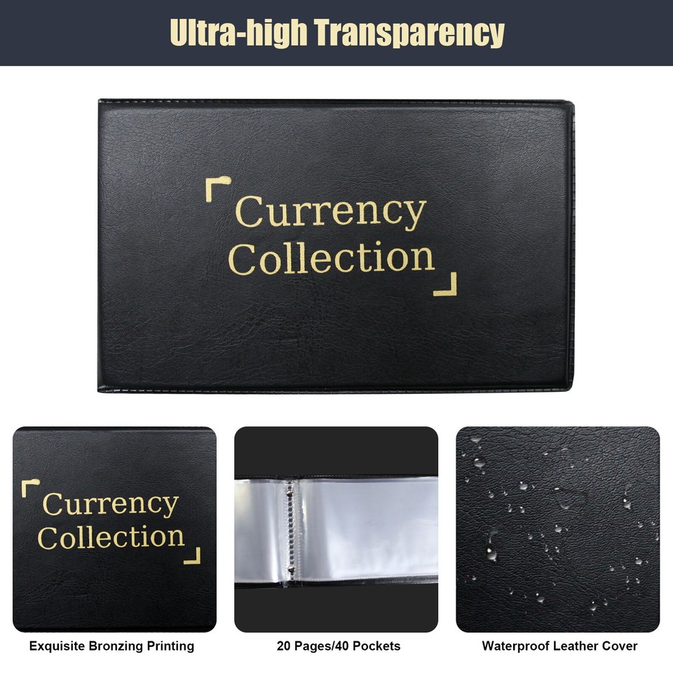 Currency Page Paper Money Album Banknote Storage Collection Display 40 ...