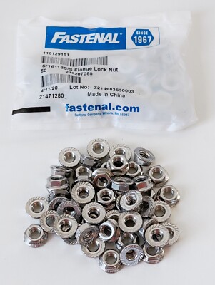 (50) FASTENAL 5/16-18 Serrated Flange Hex Lock Nut Stainless Steel 18-8 ...