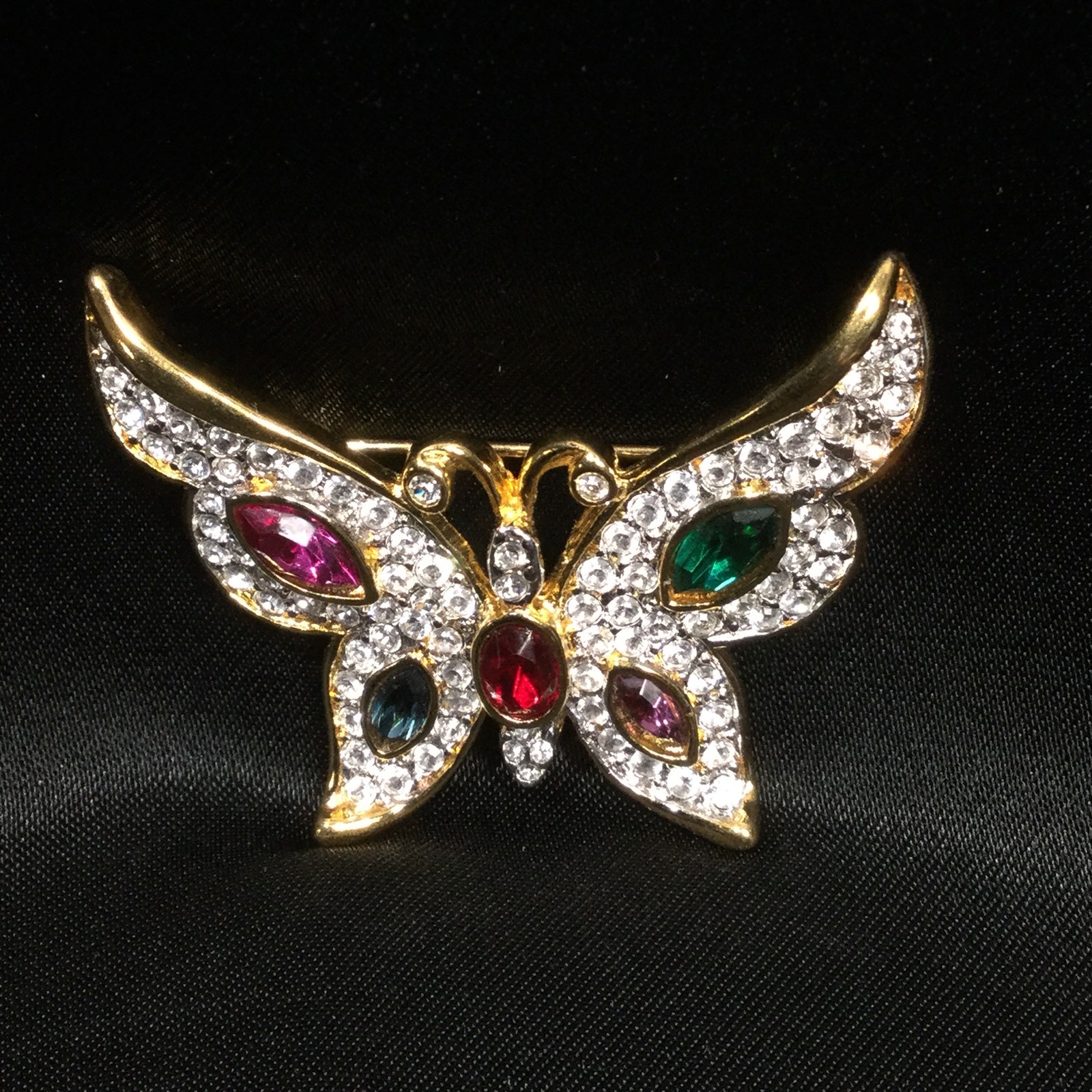 Rhinestone Butterfly Brooch Pave Set Clear Colored Rhinestone Crystal ...