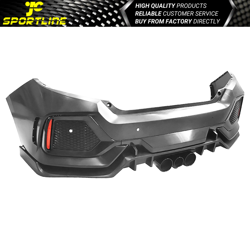 Fits 16-21 Honda Civic 10th-Gen Sedan CTR Type R Rear Bumper Cover ...