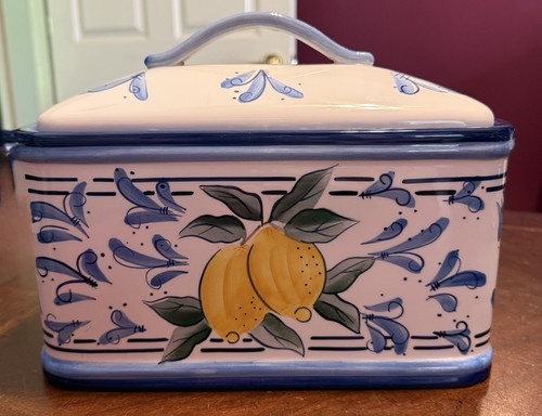 Stonelite Inspirado Seattle Lemon Ceramic Bread Box & Lid, Cookie Jar ...