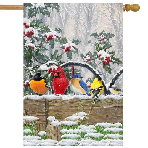 Winter Cardinal House Flag 28 x 40 Double Sided for Outside Decoration ...