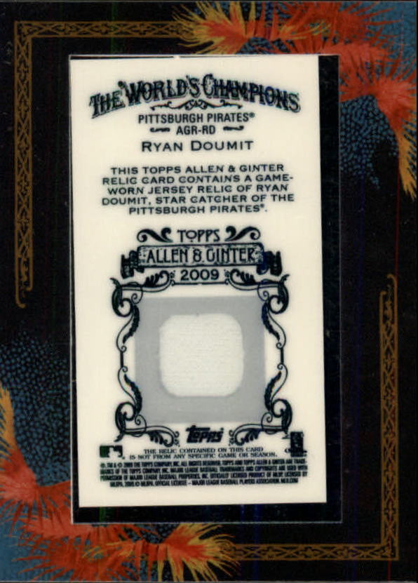 2009 Topps Allen and Ginter Relics #RD Ryan Doumit D Jersey Card | eBay