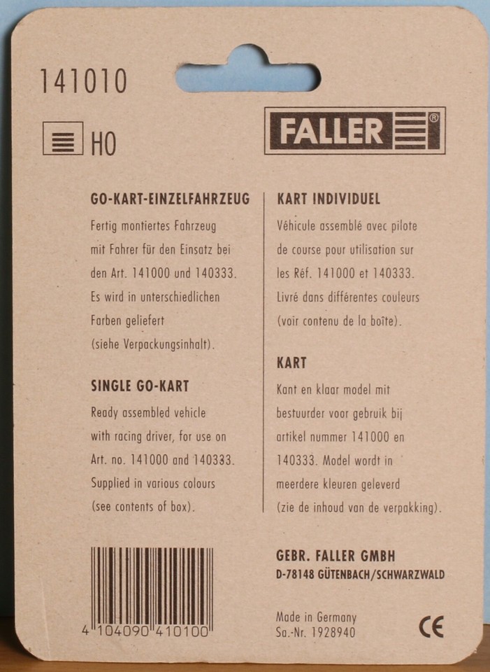 Faller 141010, Spur H0, Go-Kart Einzelfahrzeug, gelb für 141000 oder ...