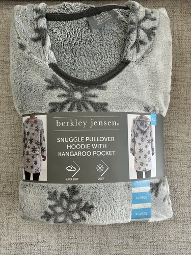 NWT Berkley Jensen Snuggle Pullover Hoodie Gray Kangaroo Pocket ...
