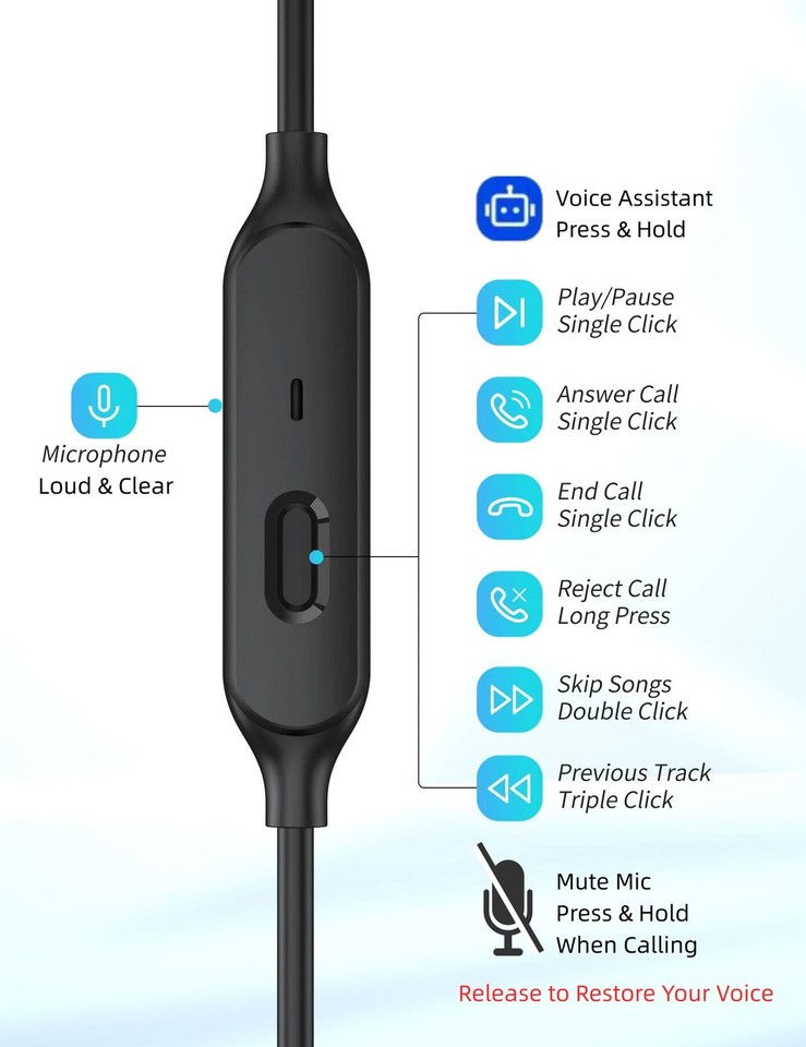 3.5mm Wired Earphone 5.9FT Jack Wired Earbuds in-Ear Noise Canceling ...
