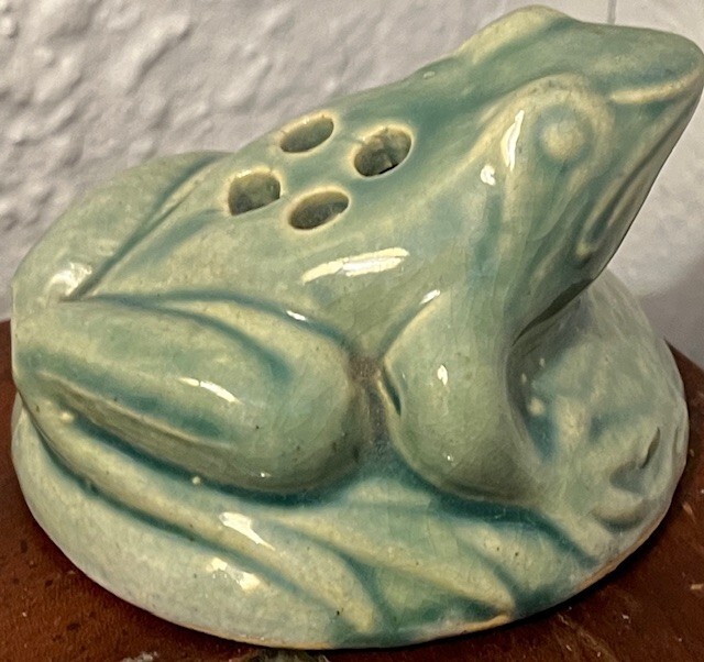 HTF Brush McCoy Frog Flower Frog w/Matching Drip-Glaze Bowl, 1920s ...