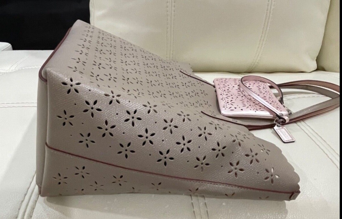 Coach Laser Cut City Tote Perforated Flowers Taupe Lu… - Gem