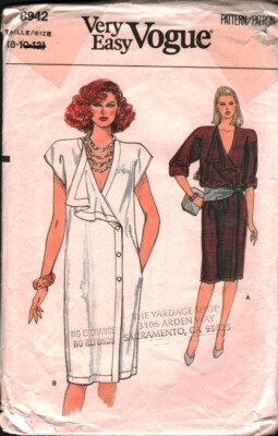 8942 Vintage Vogue Sewing Pattern Misses 1980s Loose Fitting Straight ...