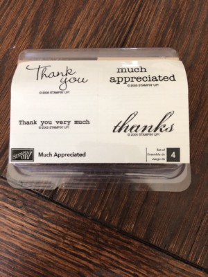 Stampin' Up "MUCH APPRECIATED" Set of 4 Thank You Sentiments Unmounted ...