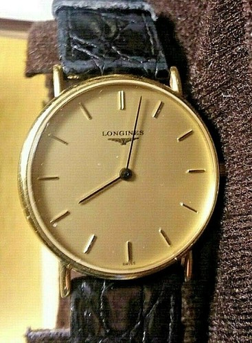 LONGINES LA GRANDE CLASSIQUE SLIMLINE QUARTZ MENS 18k gold wrist watch ...
