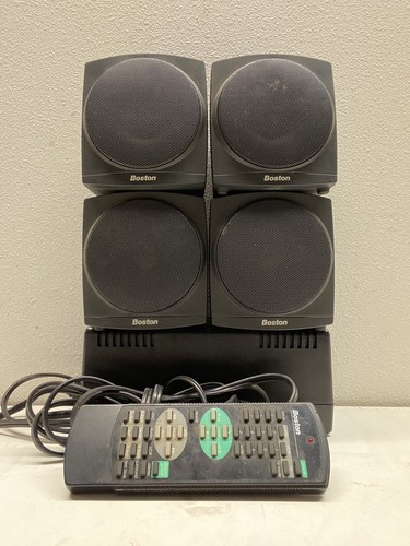 FOUR VINTAGE BOSTON ACOUSTICS MICROMEDIA SPEAKERS WITH REMOTE AND CABLE ...