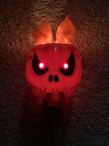 Gemmy Pumpkin Flaming Torch Light 2004 Halloween Prop Vtg Rare Spirit ...