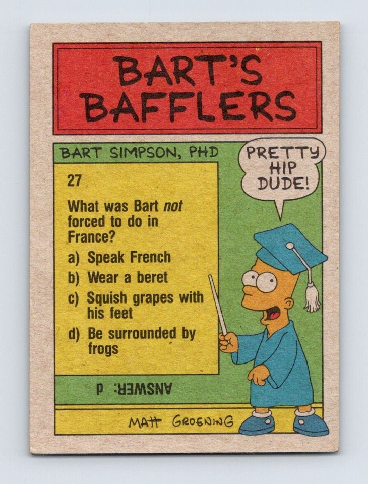 THE SIMPSONS 1990 Topps Trading Card Matt Groening #10 B159 | eBay