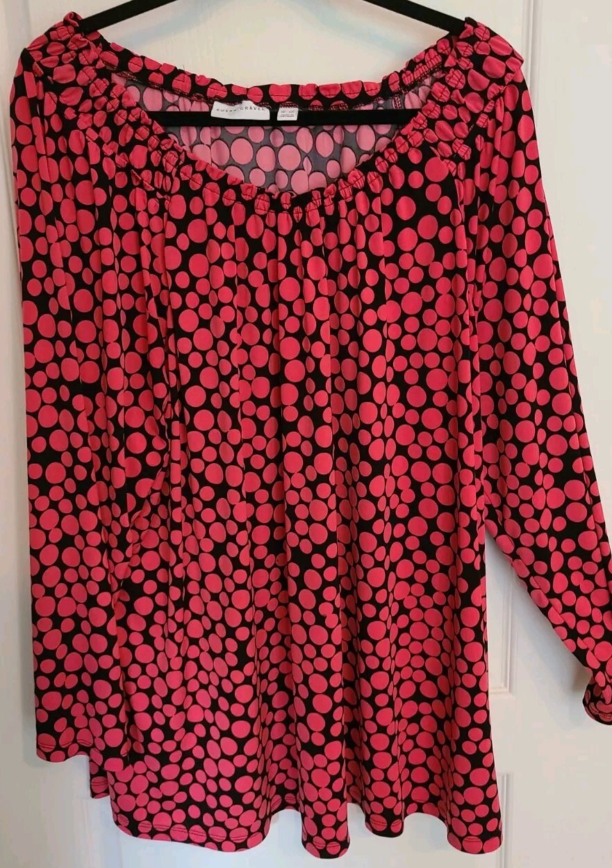 Susan Graver 3x Liquid Knit Coral Print Top | eBay
