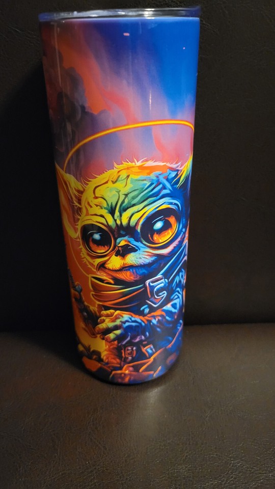 Zombie Star Wars Yoda custom made 20 oz skinny Stainless steel tumbler ...