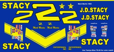 #2 Mark Martin J.D. Stacy 1983 1/24th - 1/25th Scale Nascar Waterslide ...