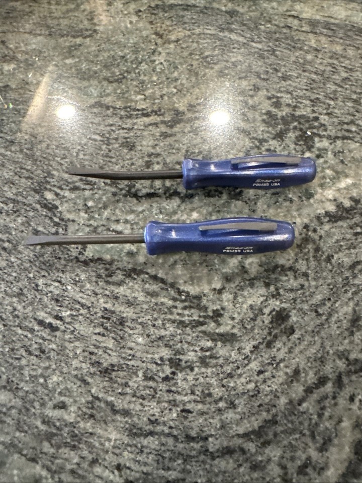 snap on 2 pc power blue 5” mini poket prybar set straight, bent pbms5 ...