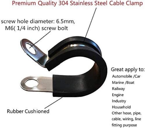 30pcs 1/2" Inch Cable Clamp Rubber Cushioned Insulated Clamp 304 ...