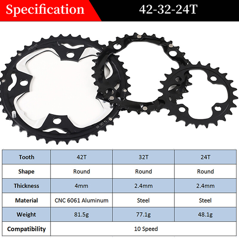 BUCKLOS MTB Chainring 22/24/26/32/38/42/44T Single/Double/Triple Speed ...