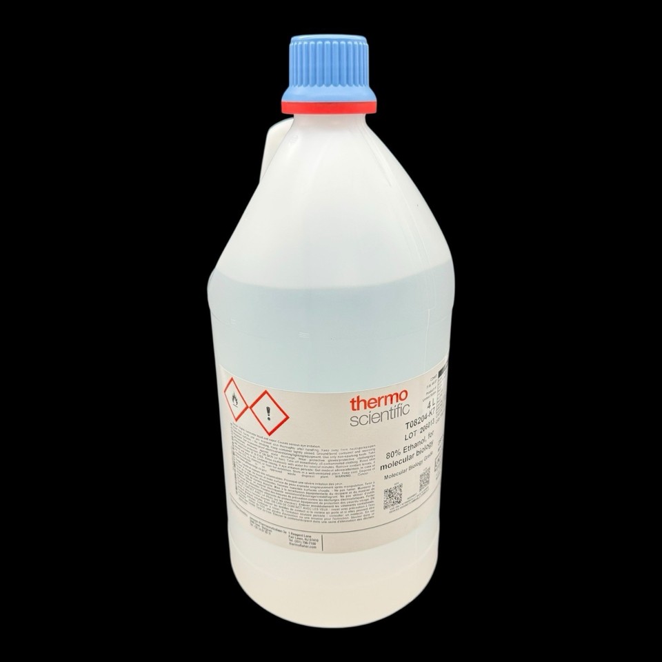 Thermo Scientific™ 80% Ethanol, T08204K7, Molecular Biology Grade, 4 ...