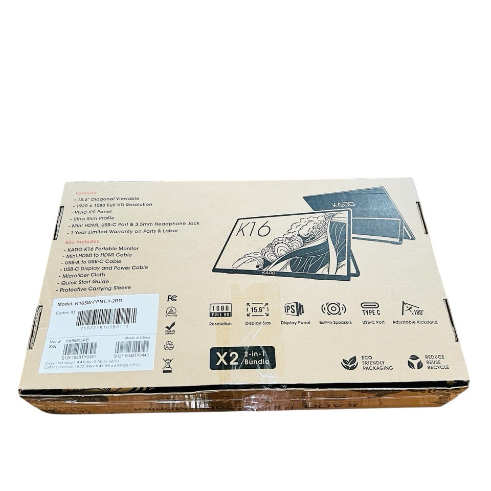 Kado Dual Portable Monitor Setup - 2-Pack 15.6'' FHD 1080p, Ultra-Slim ...