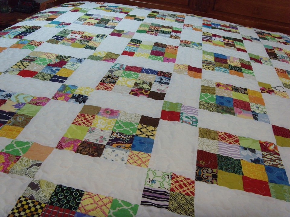 Handmade Large size Patchwork Quilt / Throw - 81" x 81" | eBay UK