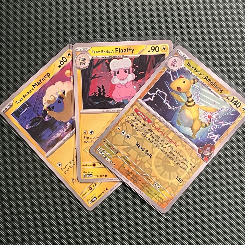 Team Rocket Mareep, Flaaffy, Ampharos – Evolution Line – DRI Pokémon ...