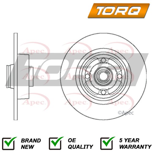Brake Disc Rear Torq Fits Renault Scenic 2003-2009 Megane 2003-2009 ...