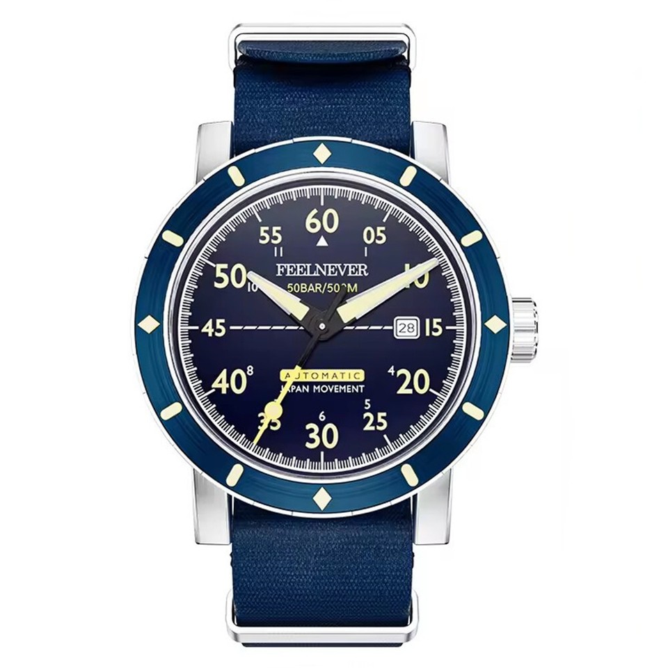 FEELNEVER Men Automatic Mechanical Watch Diving Nylon Sapphire Crystal ...