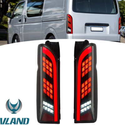 VLAND Full LED Tail Lights for Toyota Hiace Van 2005-2018 Smoked Rear ...