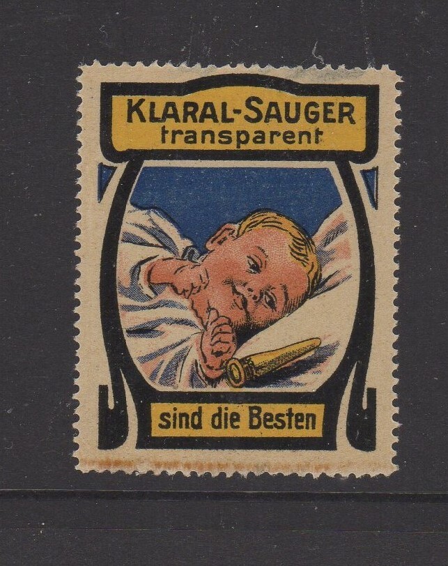 German Baby Product Advertising Stamp, Klaral Brand Bottle Nipples MLH ...
