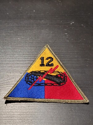 Original WW2 US Army Armor Triangle 12 Twelfth Armored Division Patch ...