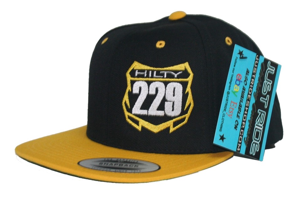 CUSTOM MOTOCROSS NUMBER PLATE HAT FLAT BILL SNAPBACK CAP SUPERCROSS MX ...