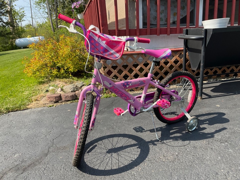 Huffy Girls Pink 20" Celebrate Bike with Front Handbrake and Training ...