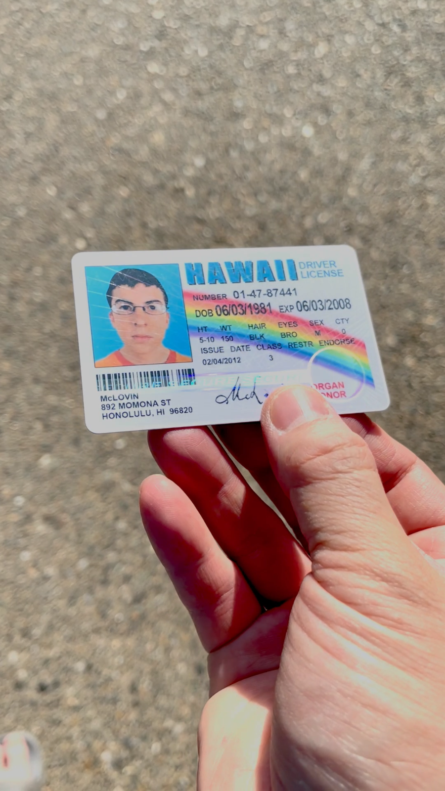 🌈🤓 McLovin ID CARD Movie Superbad Mc Lovin with "HOLOGRAM" 🌈🤓 | eBay