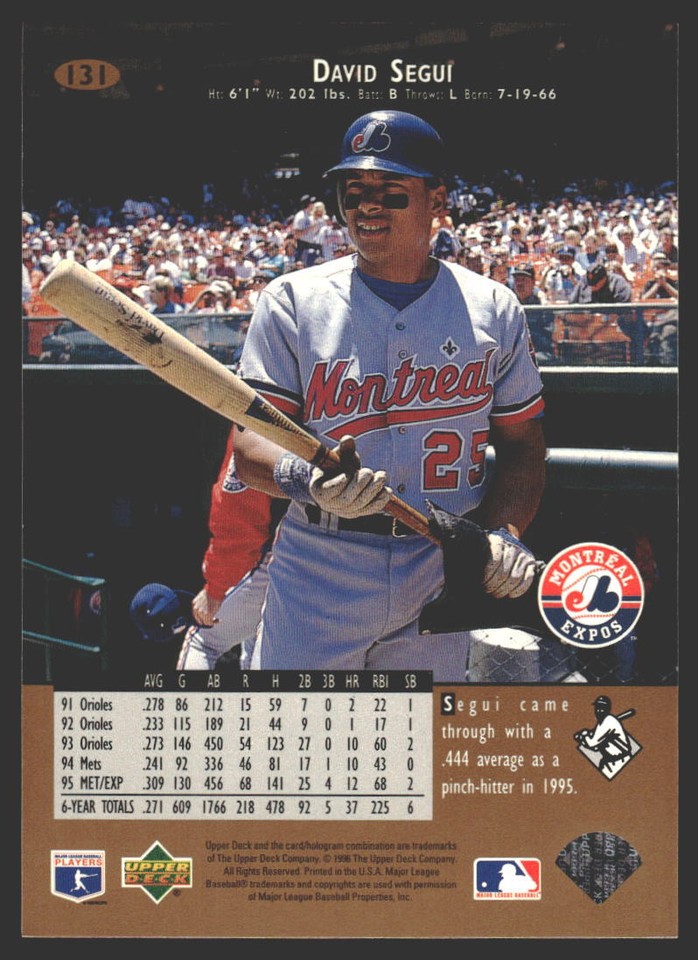 David Segui #131 1996 Upper Deck Montreal Expos | eBay