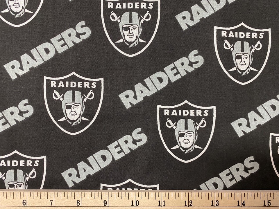 NFL OAKLAND LAS VEGAS RAIDERS Black 1/4 Yard (9” x 57”) 100% Cotton ...