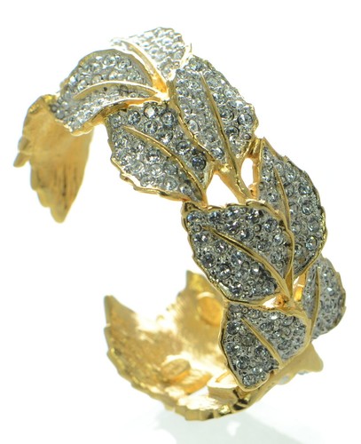 Kenneth Jay Lane KJL Gold Leaves Crystal Cuff Bracelet (Small) | eBay