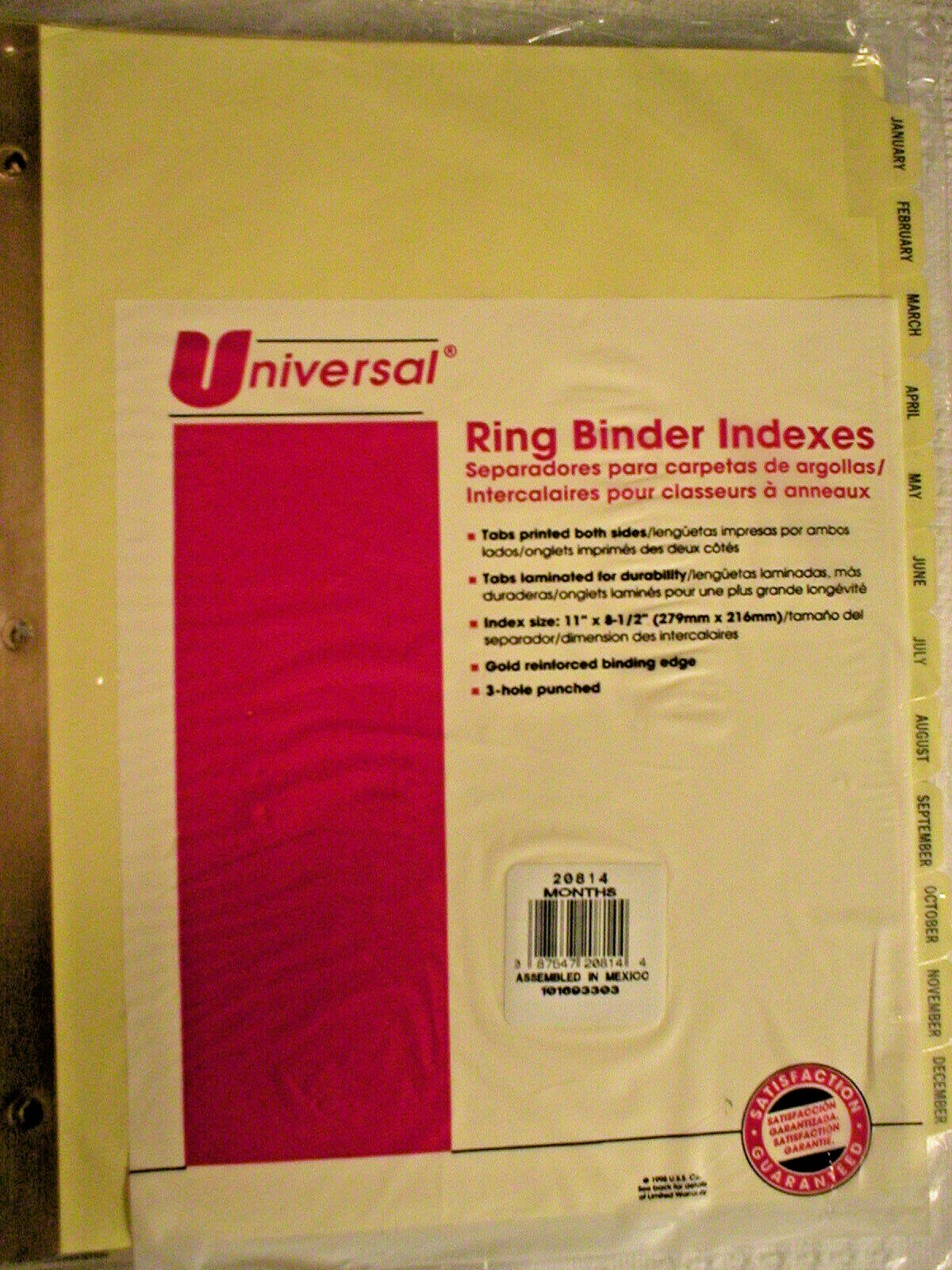 Jan-Dec Manila 1"-TABBED DIVISION SHEETS RING BINDER LOOSE LEAF 8-1/2 ...