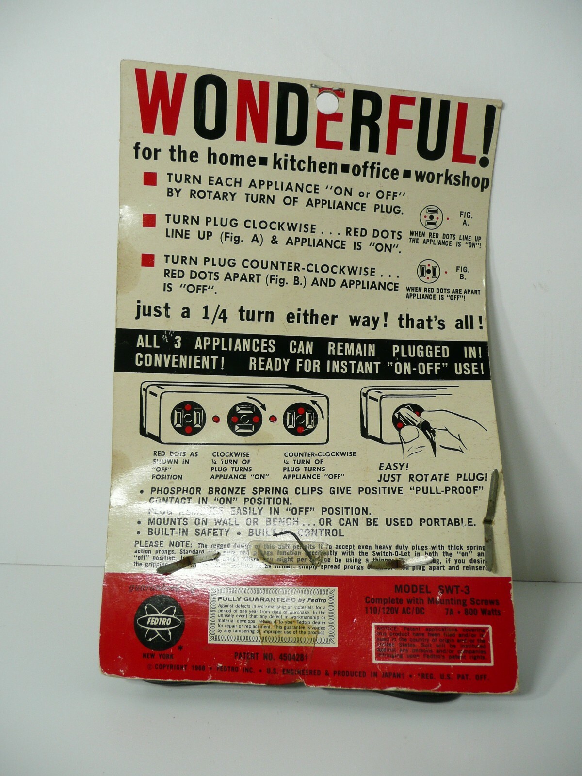Vintage 1968 Pat. Fedtro Switch-O-Let SWT-3 New In Original Package | eBay