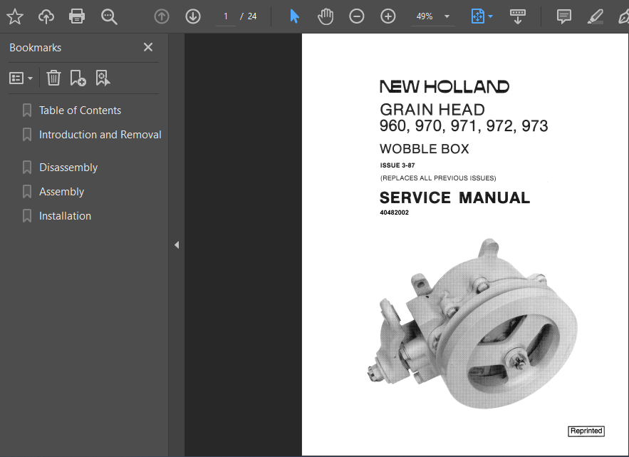 NEW HOLLAND 970 COMBINE GRAIN HEAD WOBBLE BOX SERVICE REPAIR MANUAL PDF ...